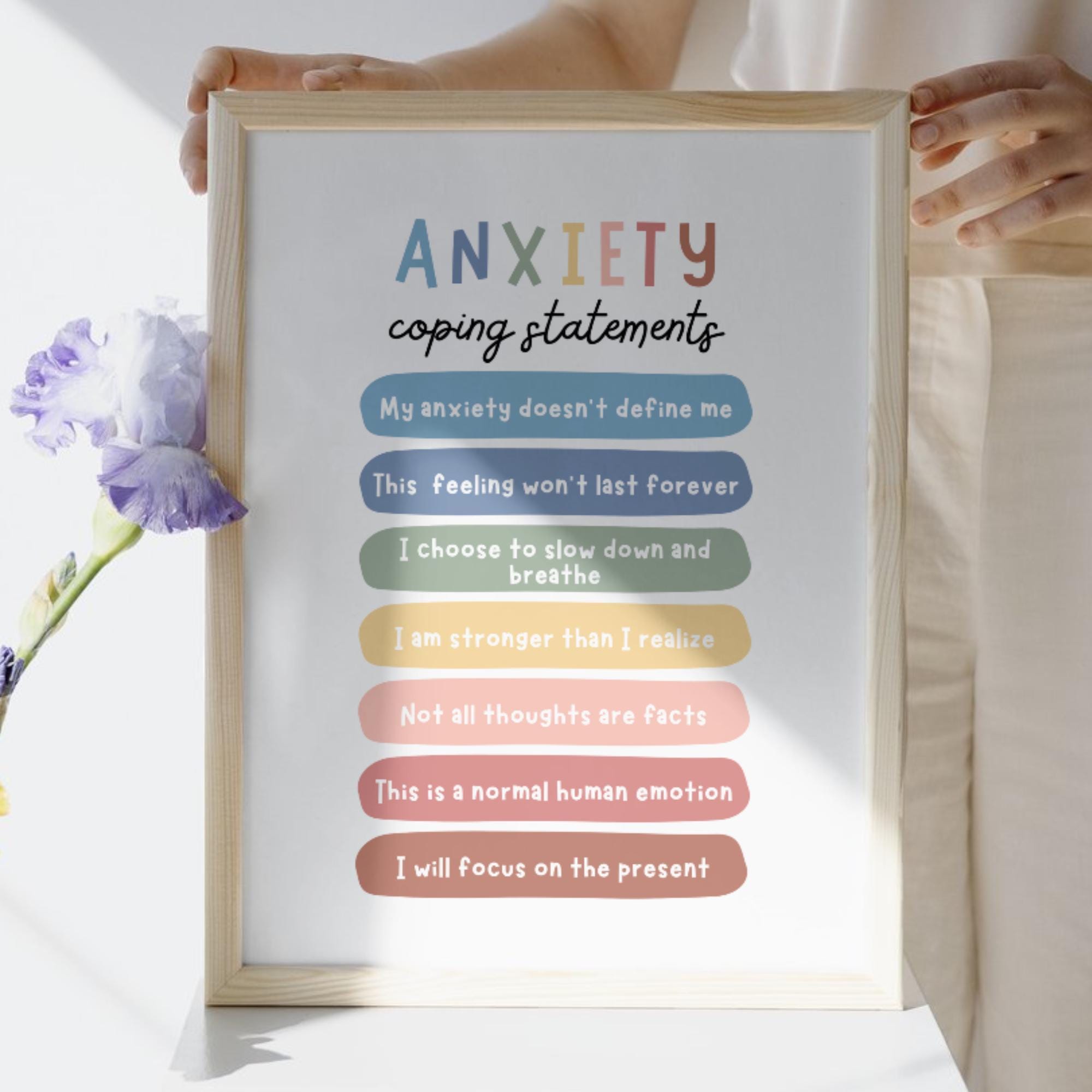 Anxiety Coping Statements Poster, Feelings Poster, Emotions Chart, Calm ...