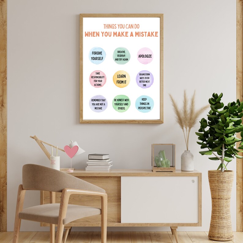 Mistake Poster, Therapy Office Decor, Counseling Office, School ...