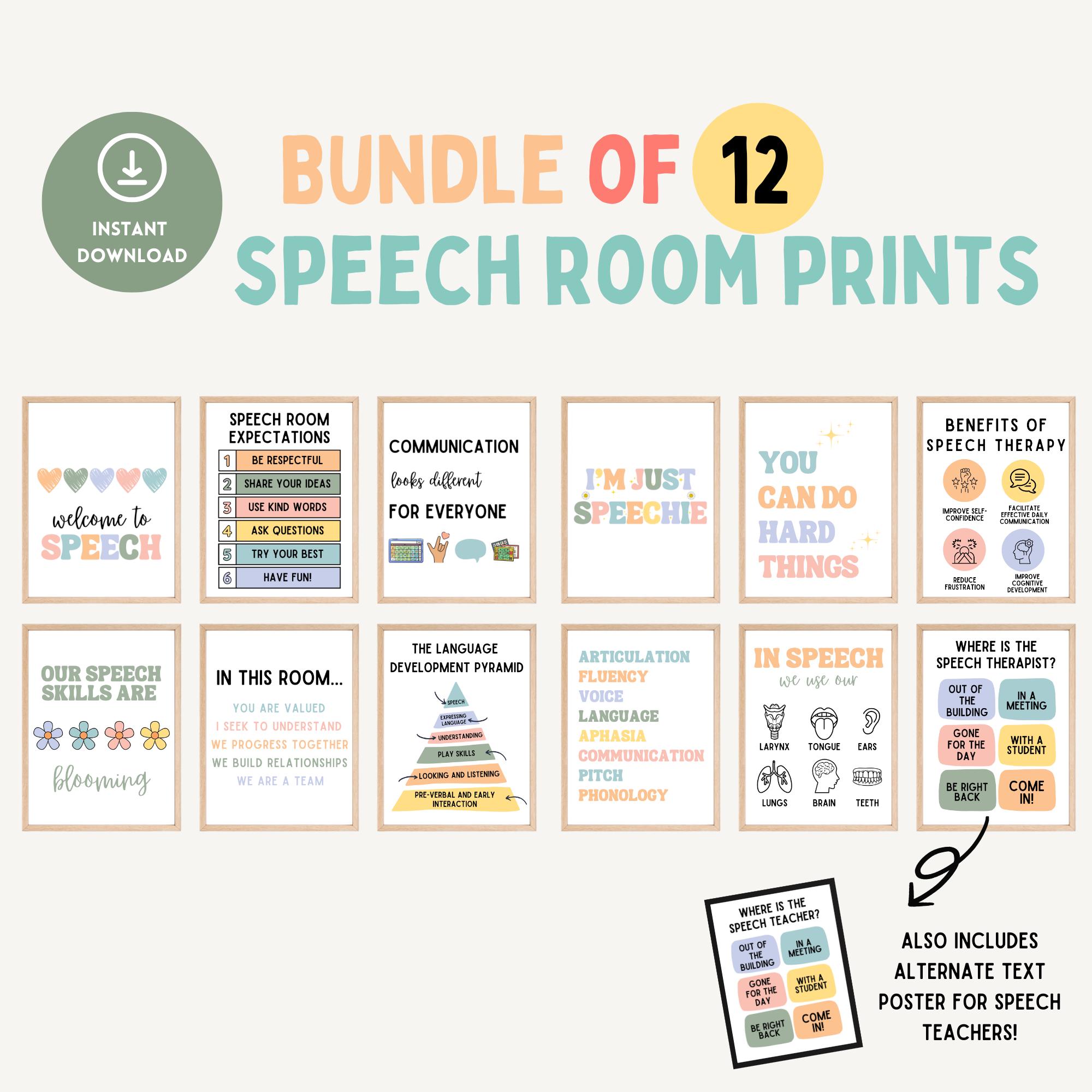 12 Speech Room Posters, Speech Therapy Office Decor, Speech Classroom ...