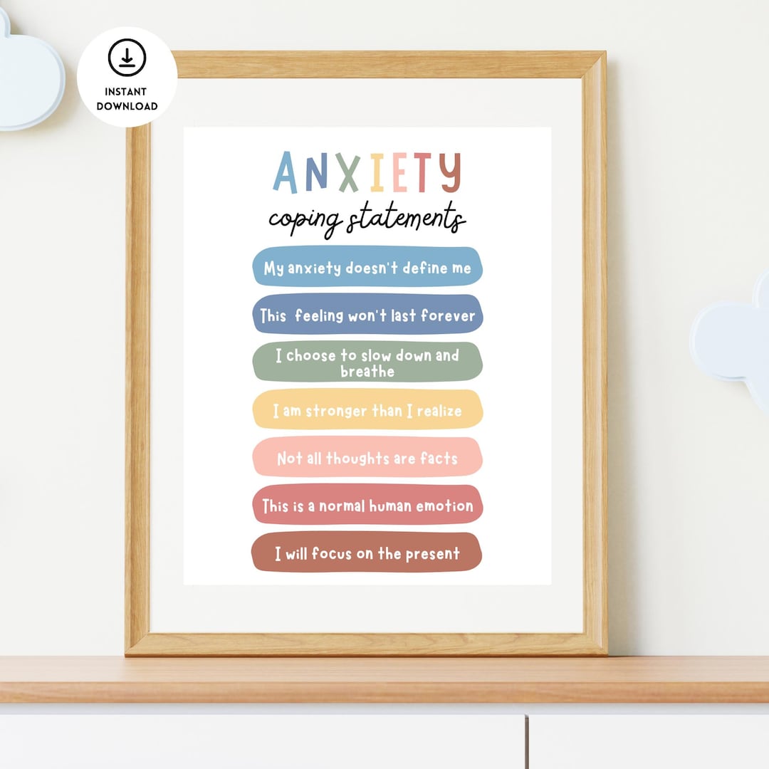 Anxiety Coping Statements Poster, Feelings Poster, Emotions Chart, Calm ...