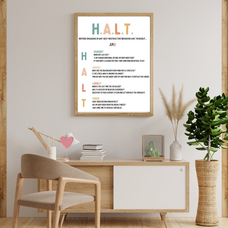 HALT Technique Poster, DBT Poster, Psychology Poster, Therapy Office ...