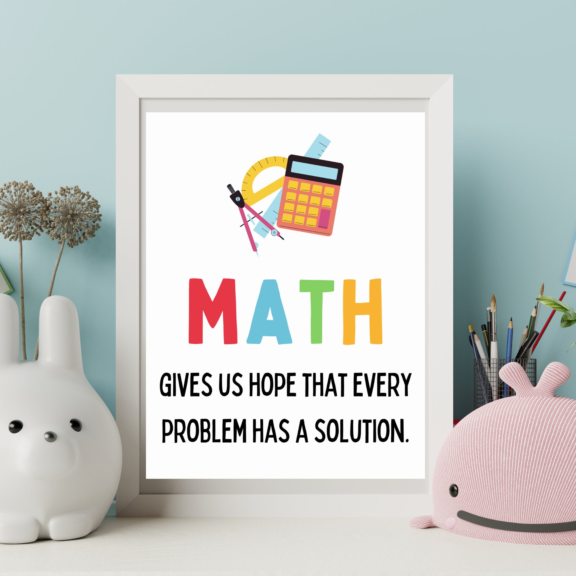 Math Gives Us Hope Poster, Math Poster, Math Wall Art, Math Classroom ...