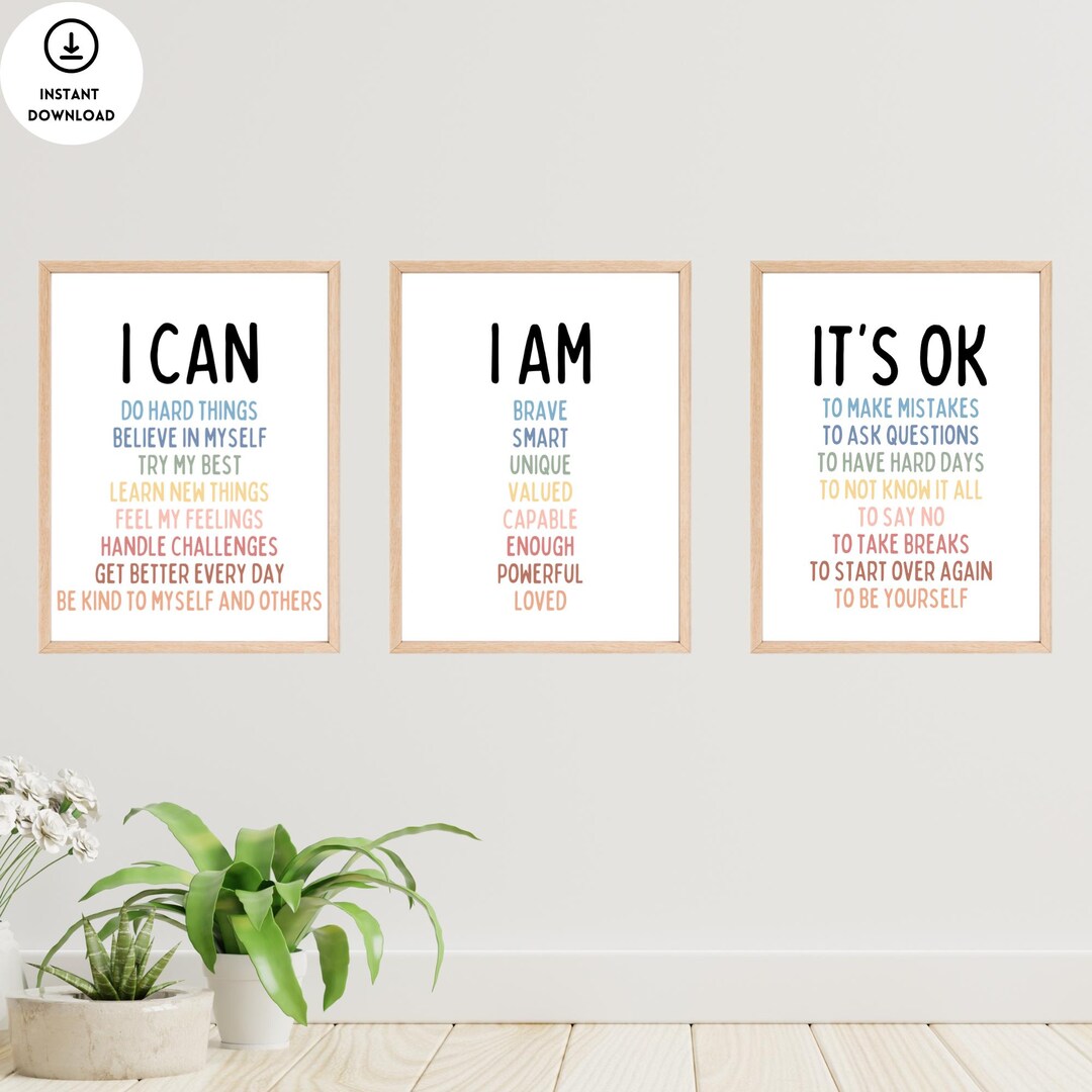I Can I Am, Kids Affirmations Poster, Kids Motivation Poster, Its Okay ...