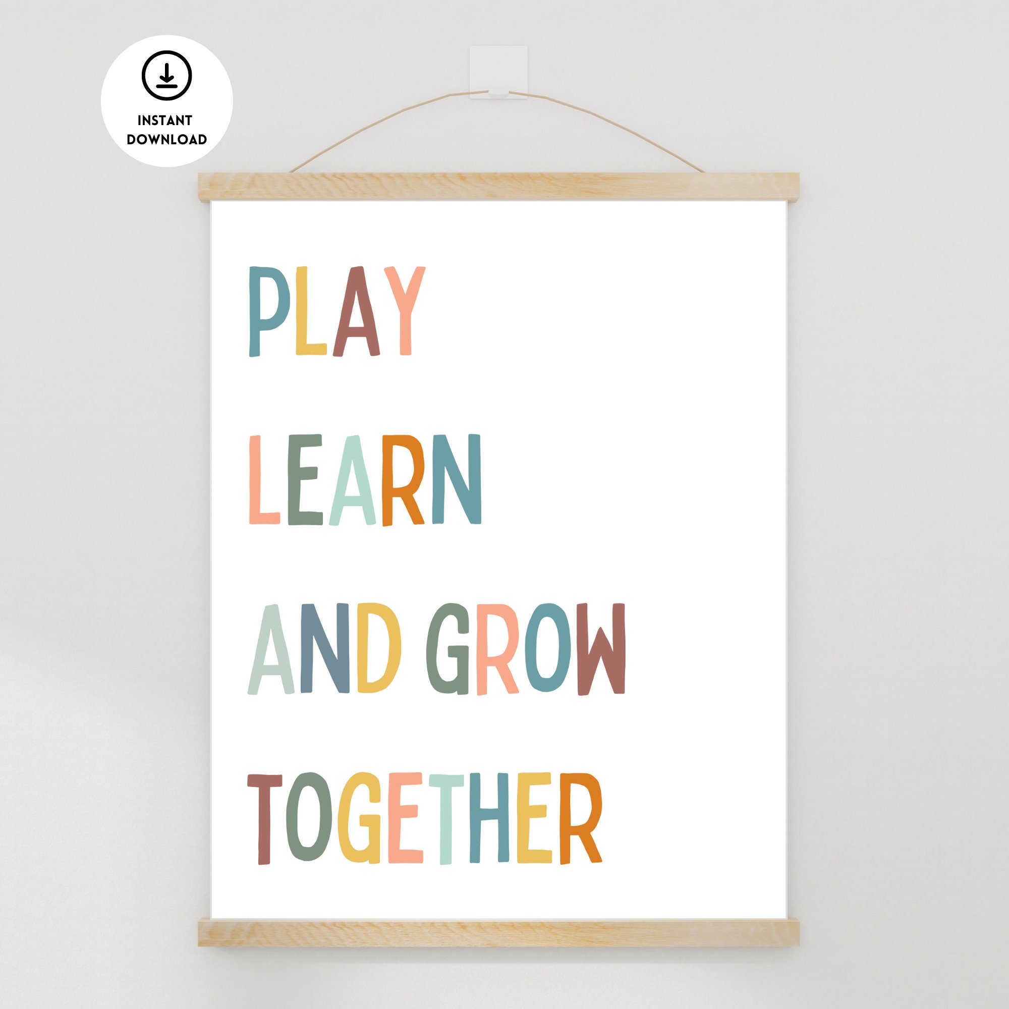 Play Learn and Grow Together Poster, Playroom Decor, Child Art ...