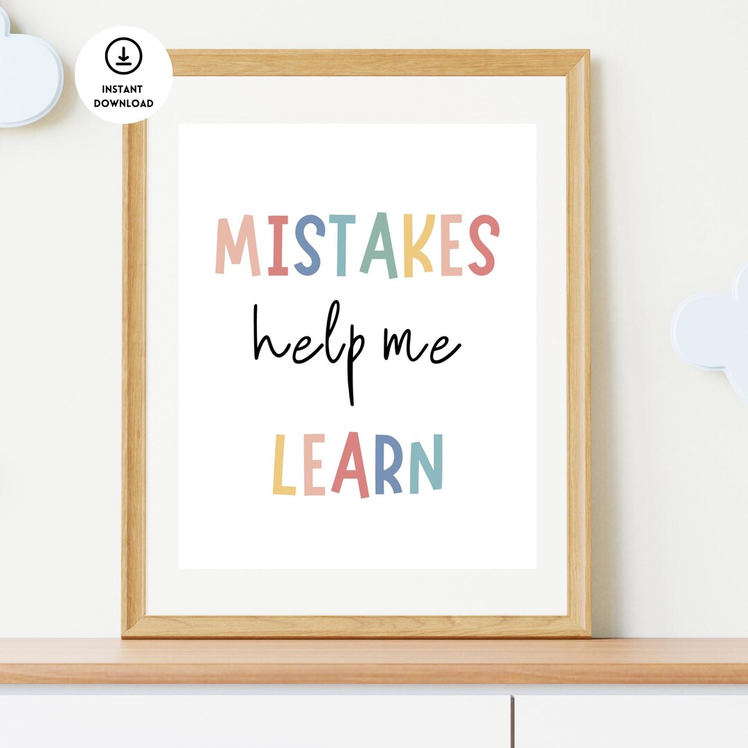 Mistakes Help Me Learn Poster, Growth Mindset Poster, Montessori Decor ...