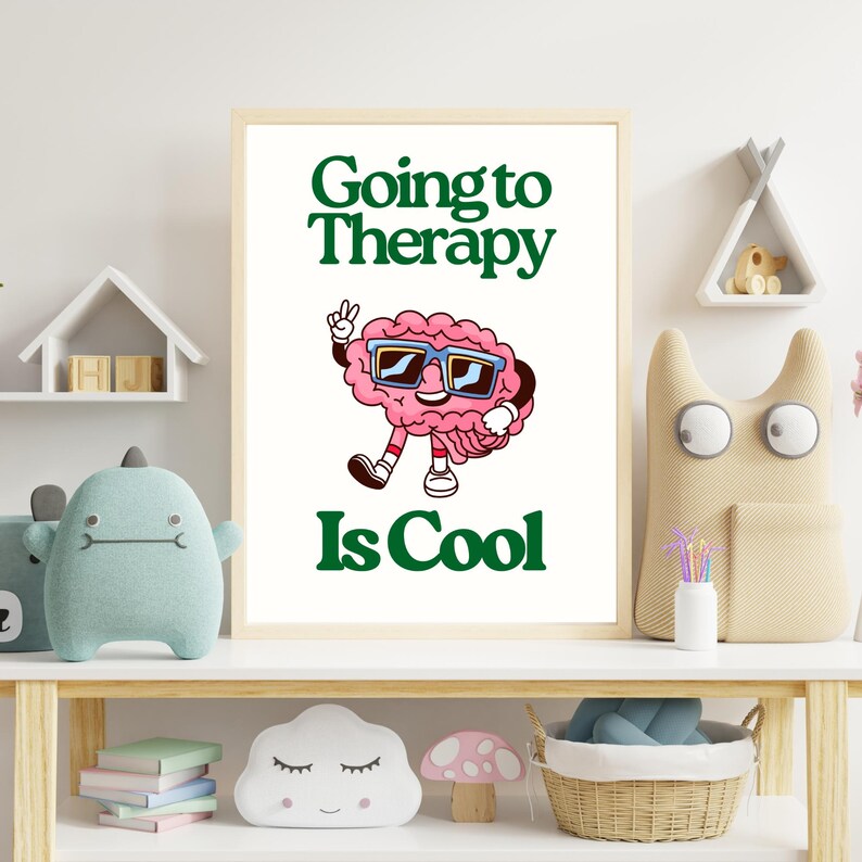 Retro Therapy is Cool Poster, Therapy Office Decor, Counselor Office ...
