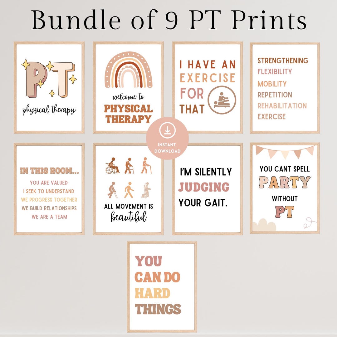 9 Boho Physical Therapy Posters, Physical Therapy Gifts, Physical ...