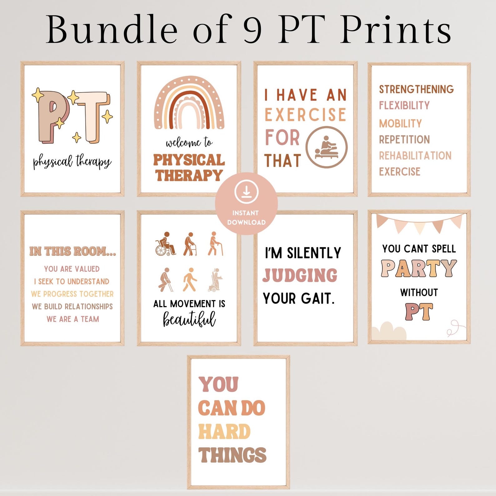 9 Boho Physical Therapy Posters, Physical Therapy Gifts, Physical ...