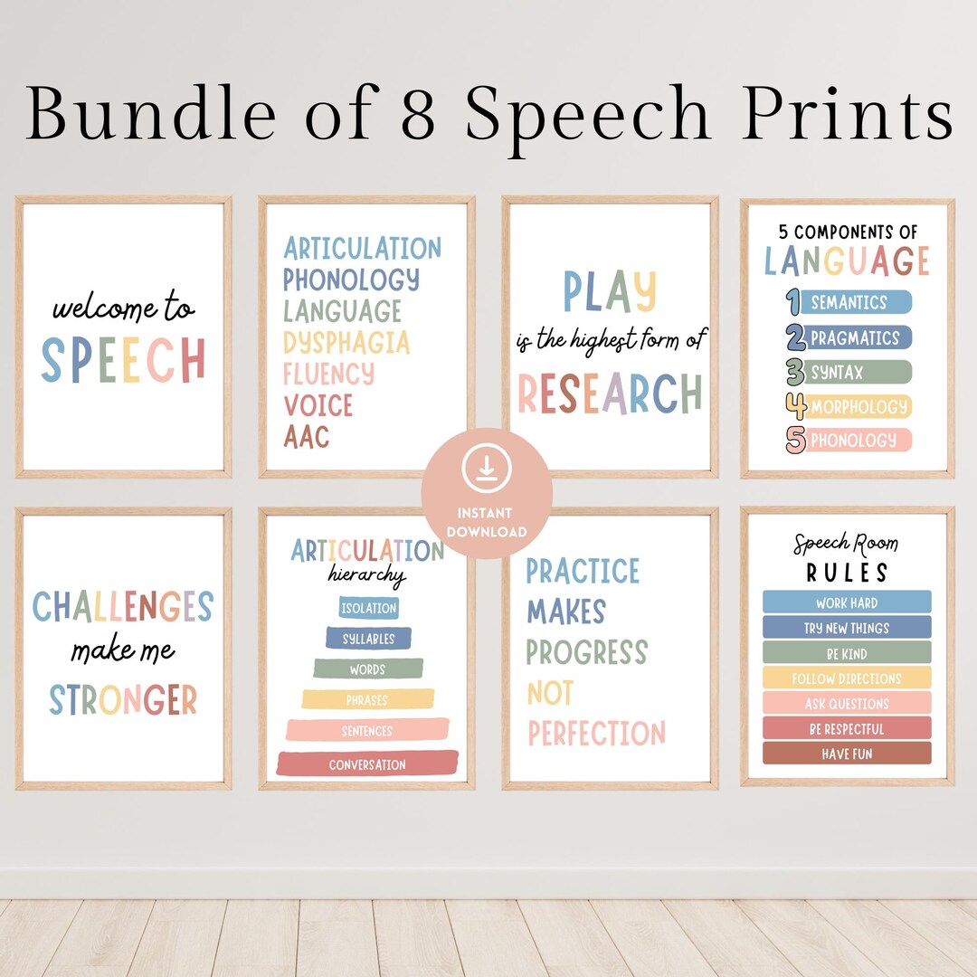 9 Speech Room Posters, Speech Therapy Room Decor, Speech Wall Art, SLP ...