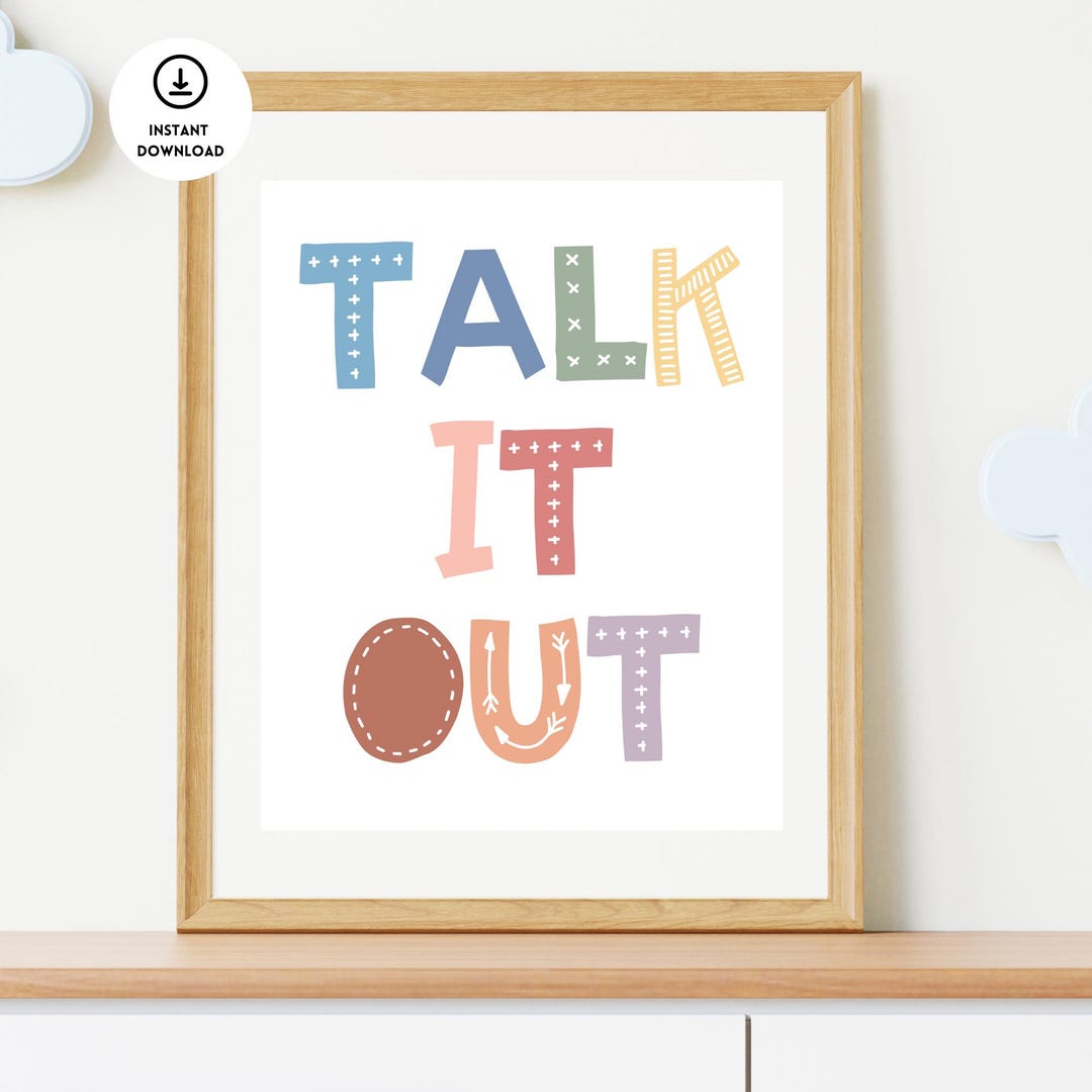 Talk It Out, Mental Health Poster, Therapy Office Decor, School ...