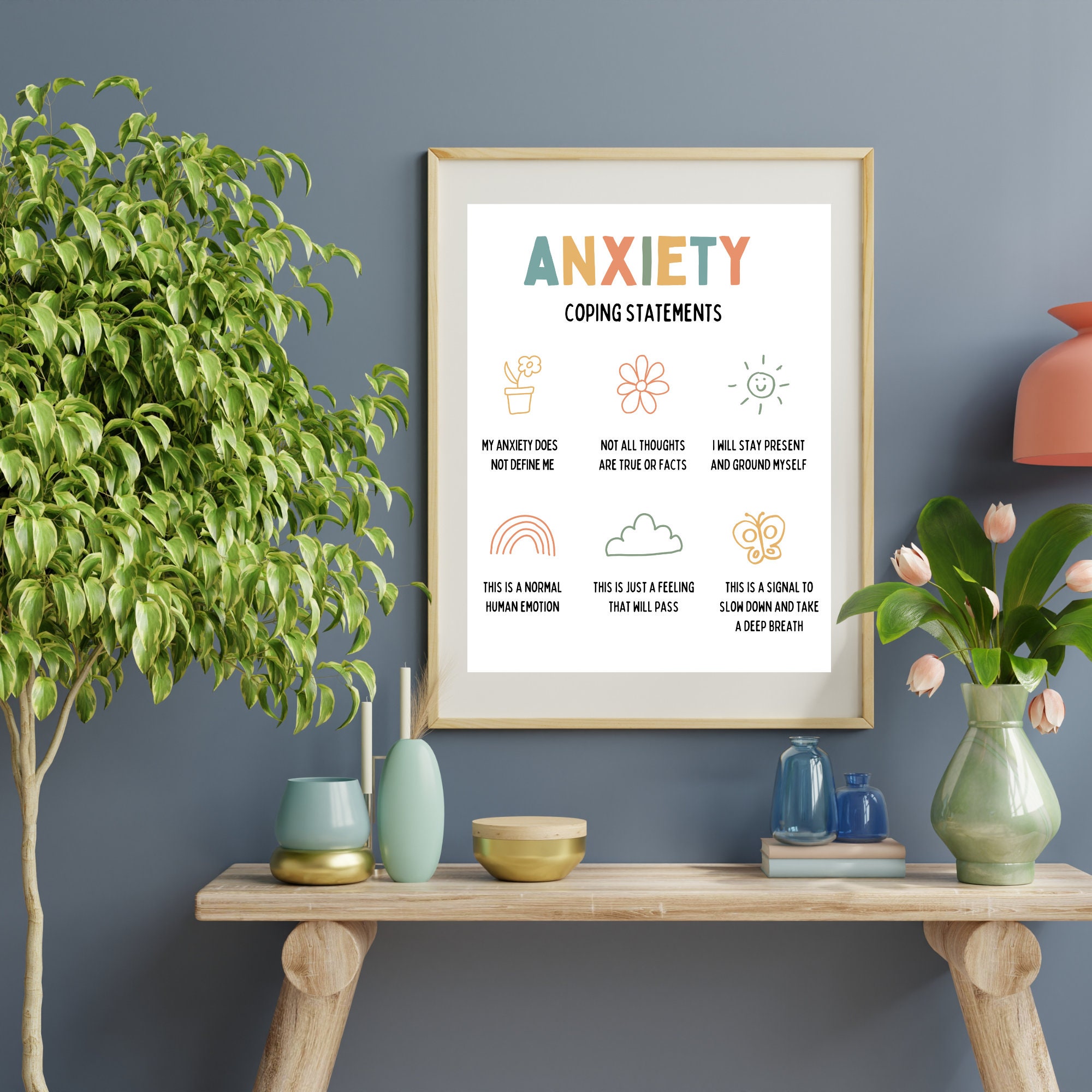 Anxiety Coping Statements Poster Coping Skills Therapy Room - Etsy