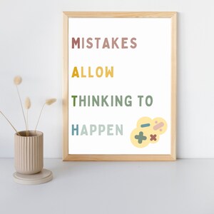 Mistakes Allow Thinking Math Poster, Math Decor, Math Classroom, Boho ...