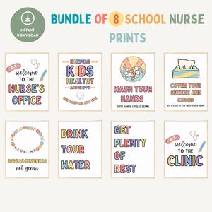 8 Retro School Nurse Posters, School Nurse Bulletin Board, School Nurse ...