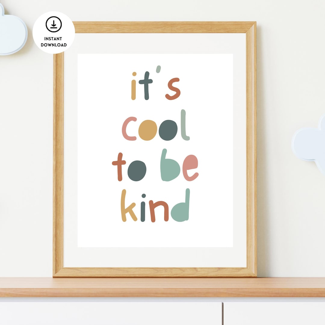 Its Cool to Be Kind Poster, Boho Classroom Decor, Boho Kids Room Decor ...
