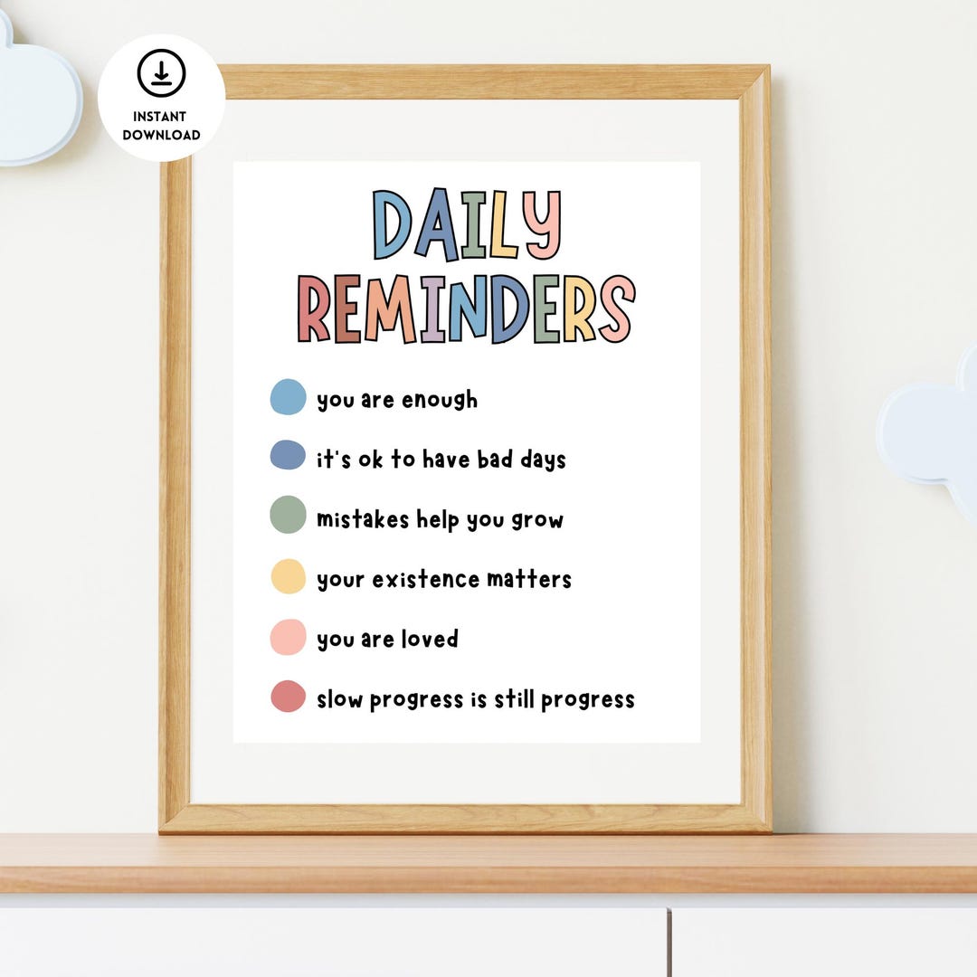 Daily Reminders Poster, Affirmations Poster, Therapy Office Decor ...