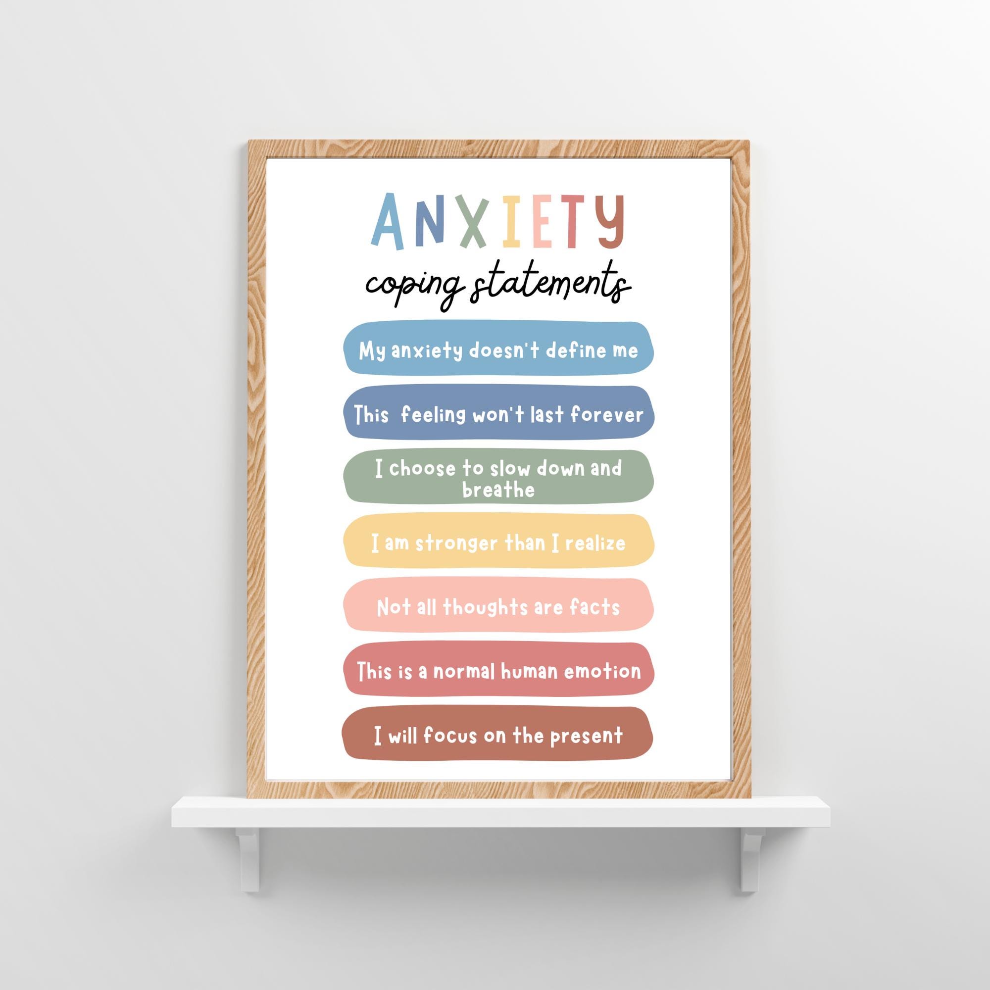 Anxiety Coping Statements Poster, Feelings Poster, Emotions Chart, Calm ...