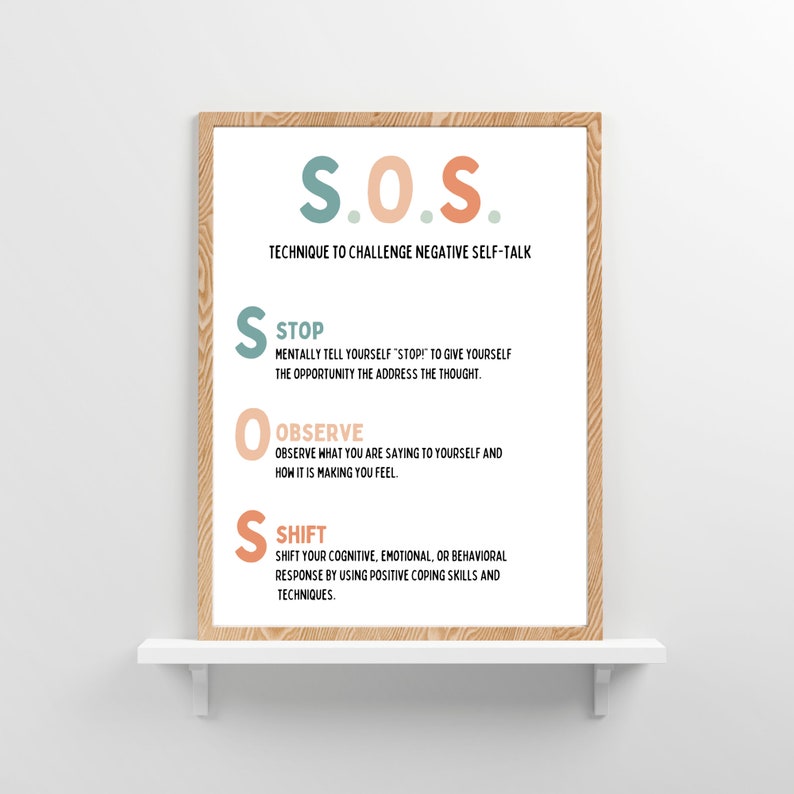 SOS Technique Poster, Grounding Technique, Calm Down Corner, Psychology ...