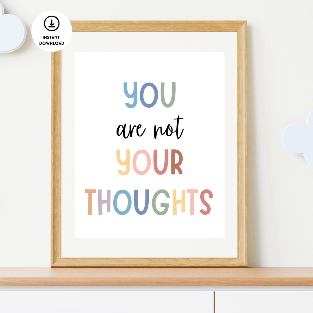 You Are Not Your Thoughts Poster, Mental Health Posters, Therapy Office ...