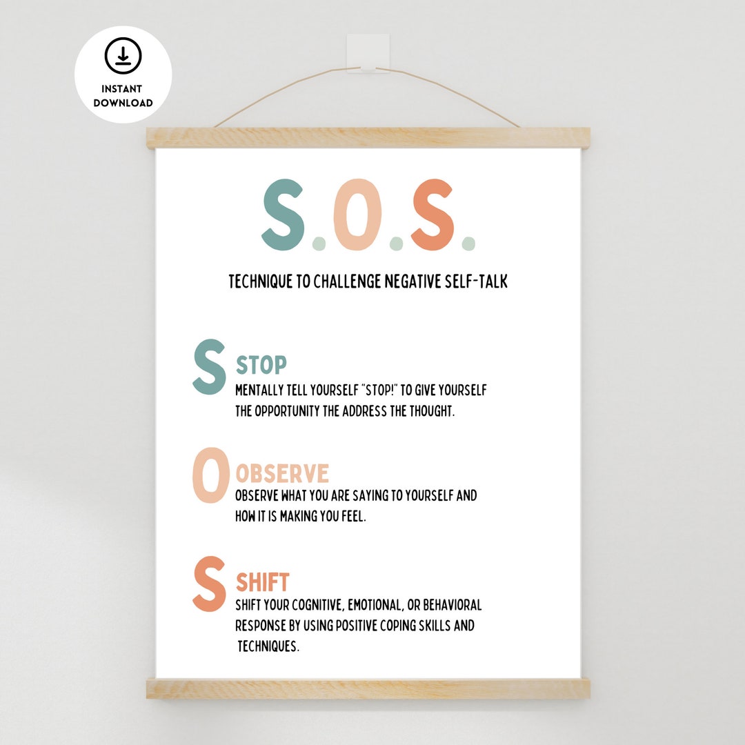 SOS Technique Poster, Grounding Technique, Calm Down Corner, Psychology ...