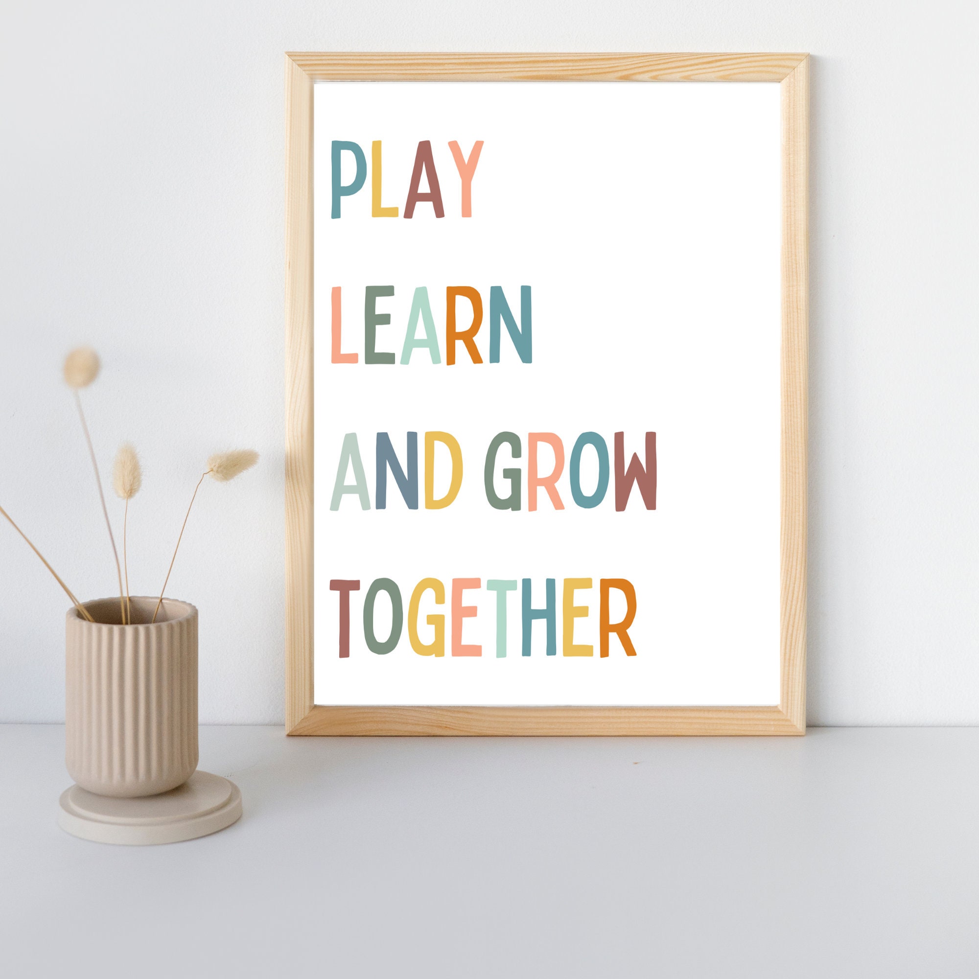 Play Learn and Grow Together Poster, Playroom Decor, Child Art ...