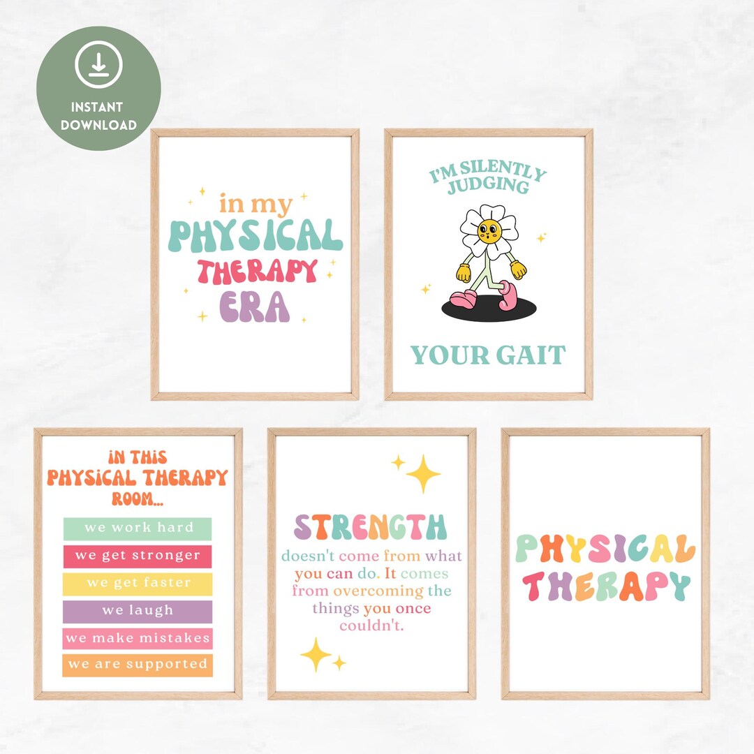 5 Groovy Physical Therapy Posters, Physical Therapy Office Decor ...