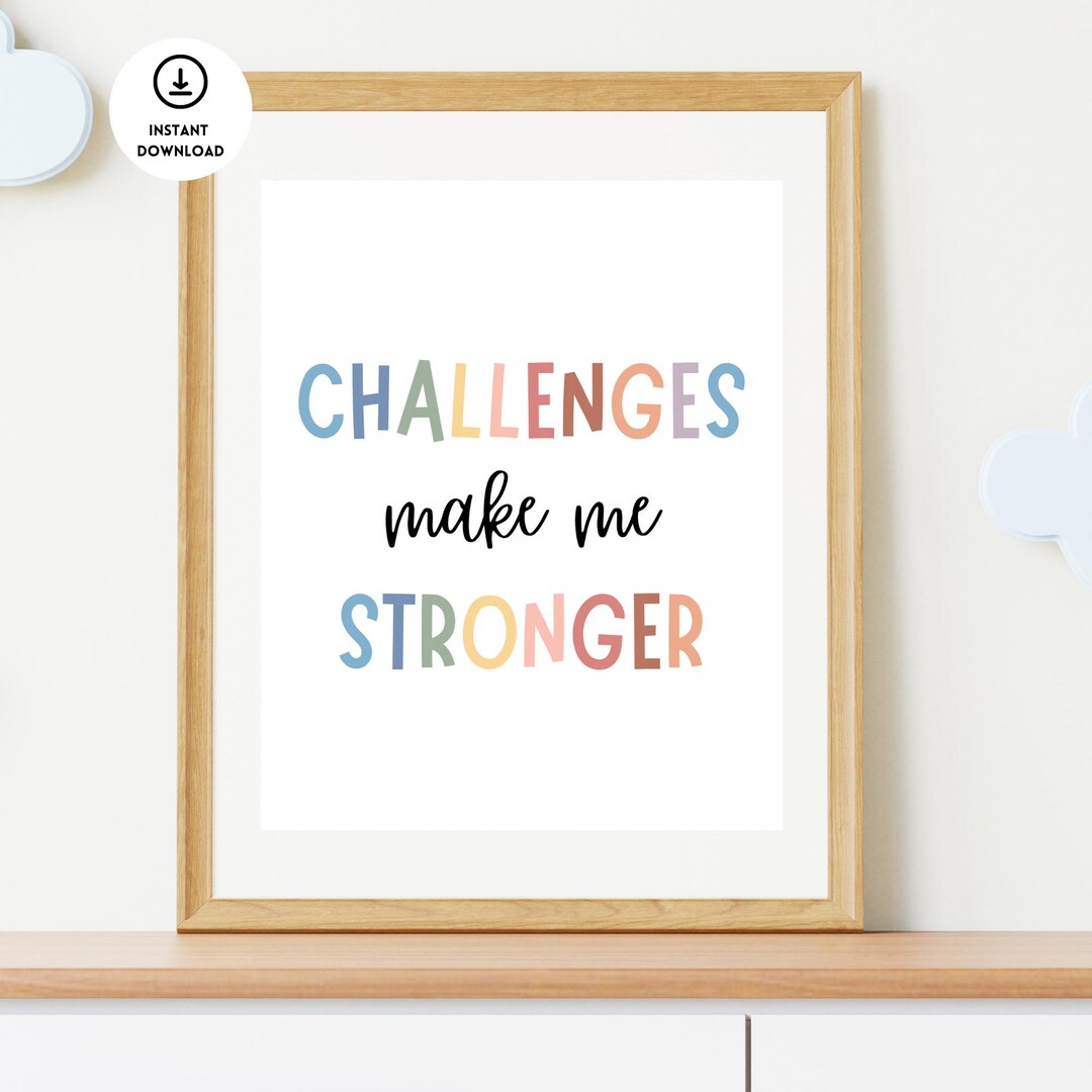 Challenges Make Me Stronger Poster, Kids Affirmations Poster ...
