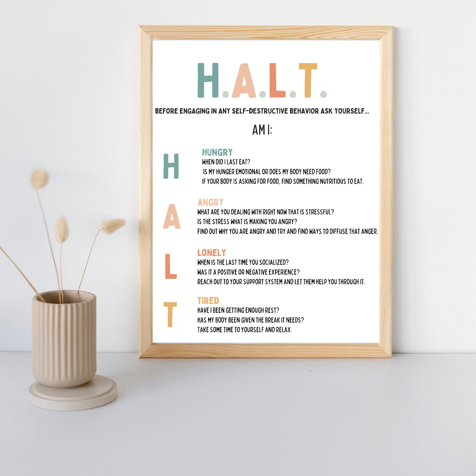 HALT Technique Poster, DBT Poster, Psychology Poster, Therapy Office ...