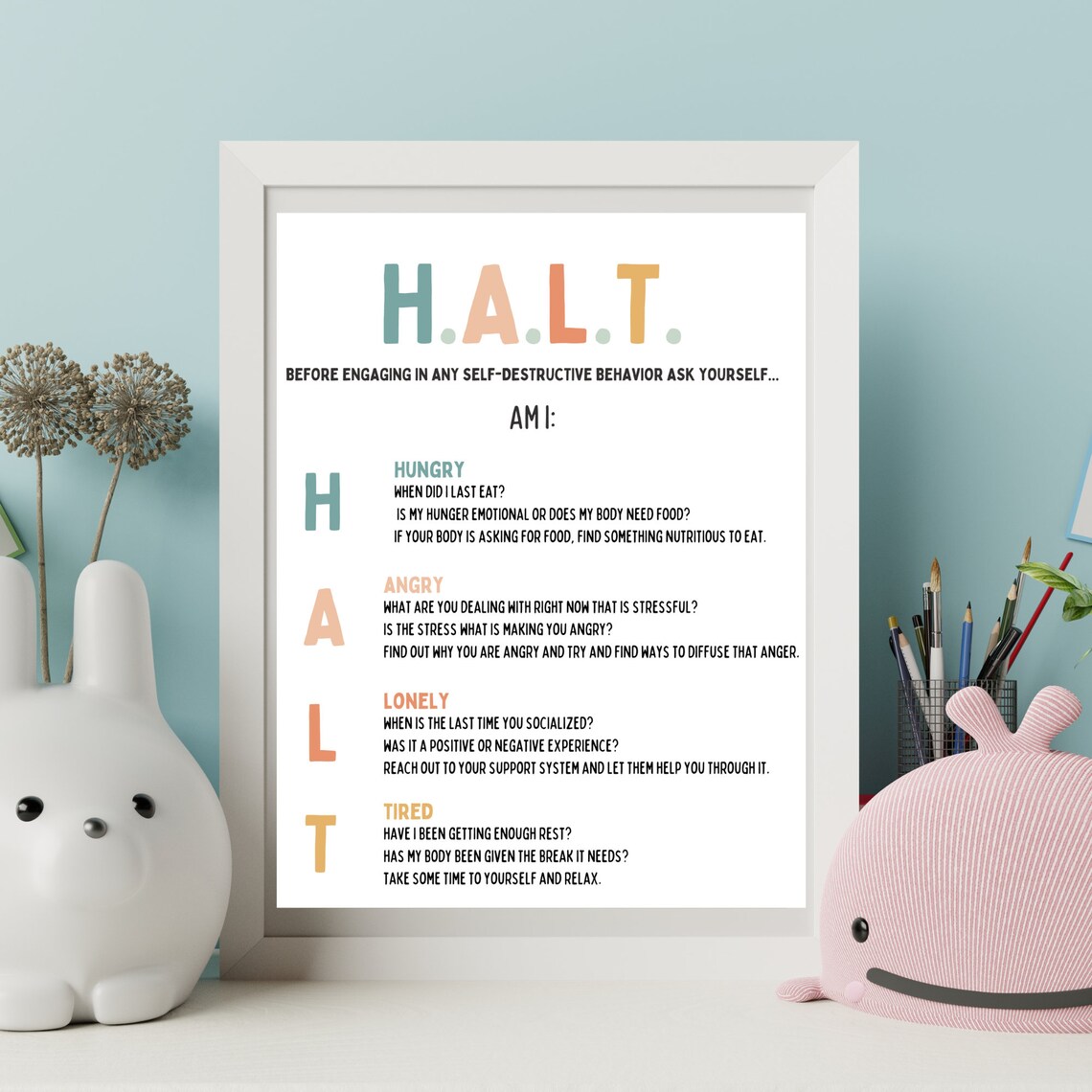 HALT Technique Poster, DBT Poster, Psychology Poster, Therapy Office ...