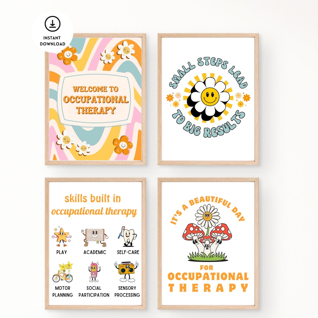 4 Occupational Therapy Posters, Occupational Therapy Decor, OT Posters ...