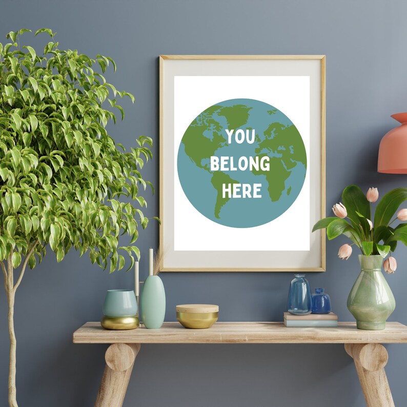 You Belong Here Poster, You Matter, Mental Health Poster, Playroom Wall ...