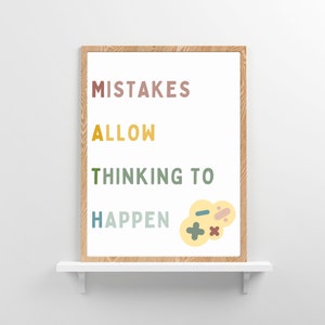 Mistakes Allow Thinking Math Poster, Math Decor, Math Classroom, Boho ...