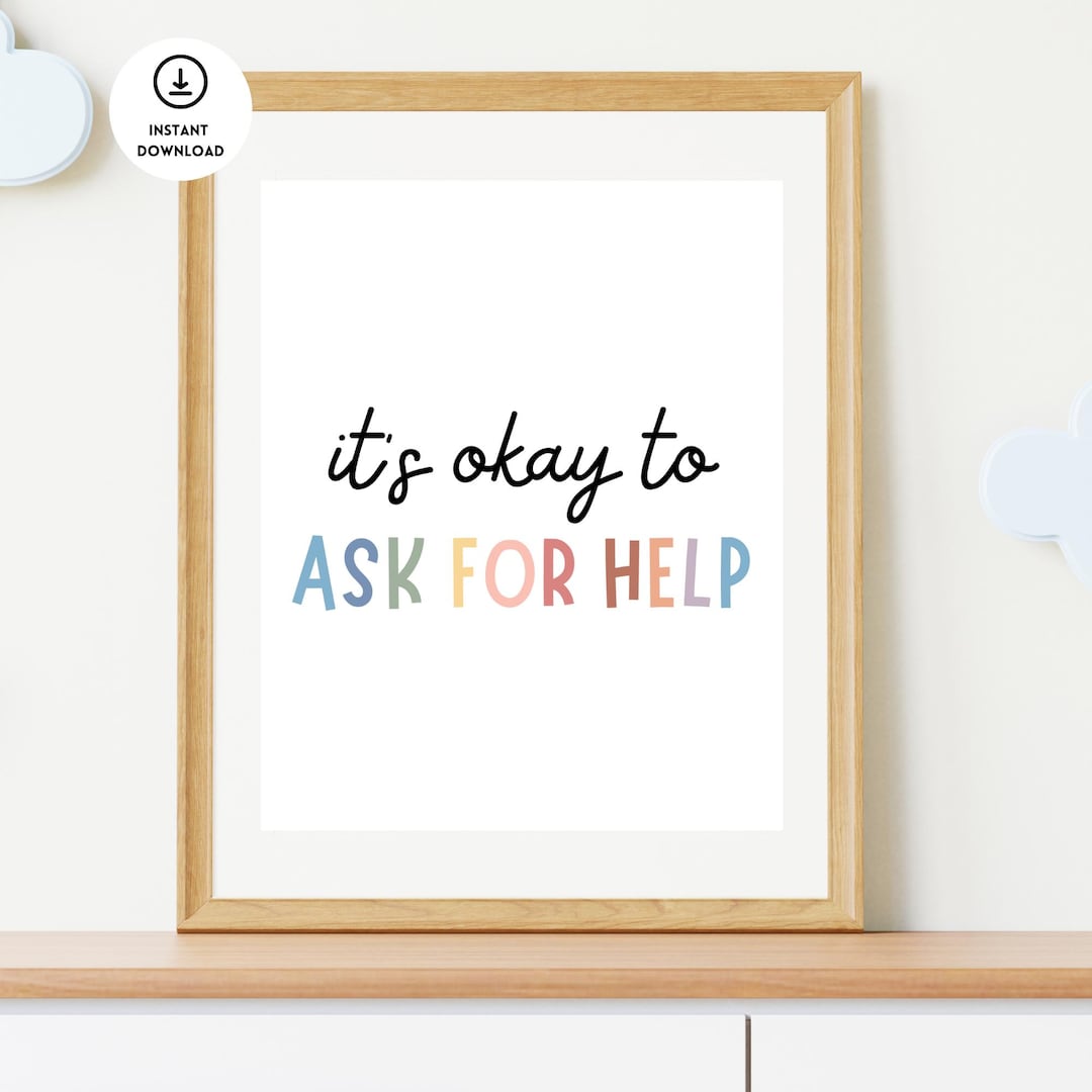 Its Okay to Ask for Help Poster, Therapy Room Decor, Emotions Poster ...