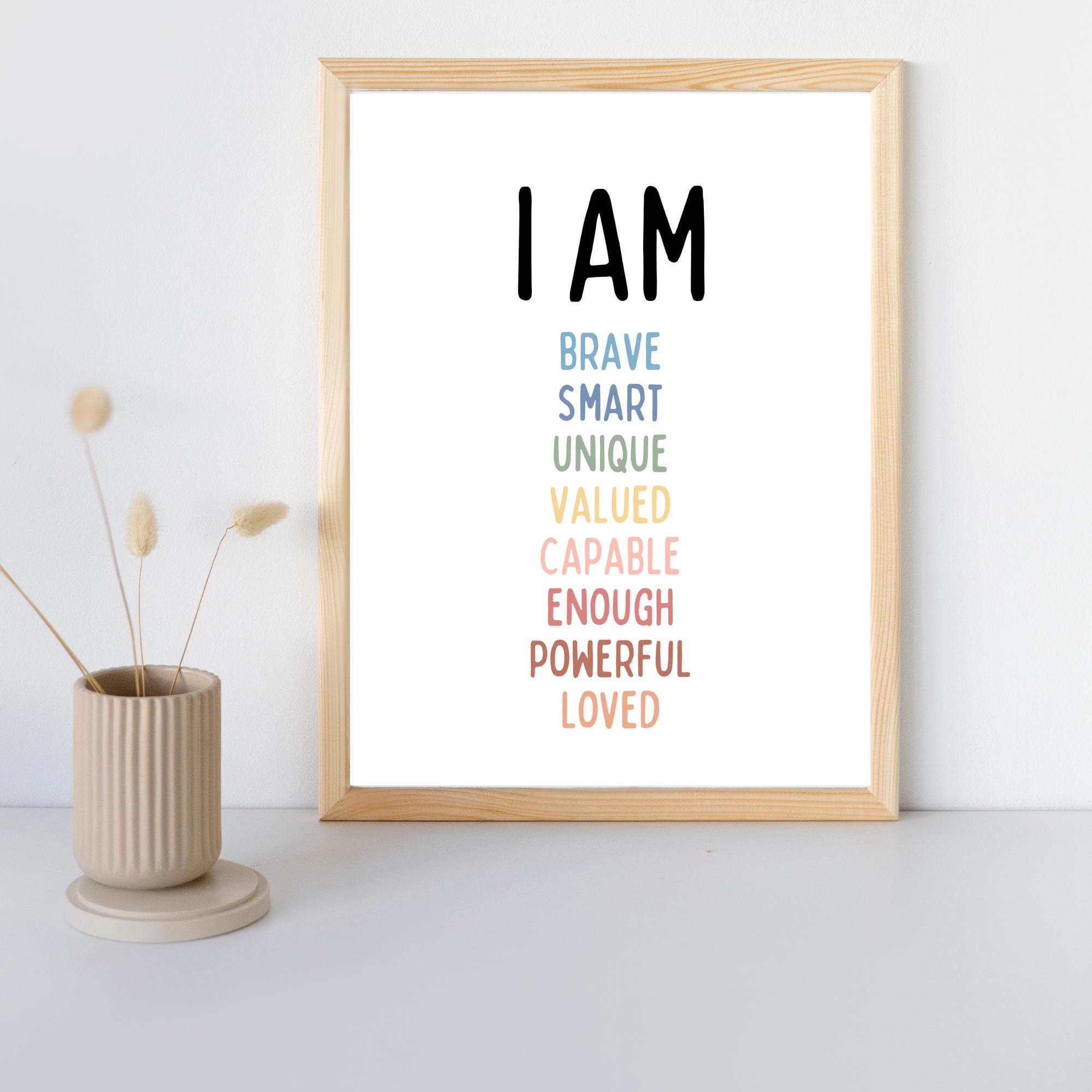 I Can I Am, Kids Affirmations Poster, Kids Motivation Poster, Its Okay ...