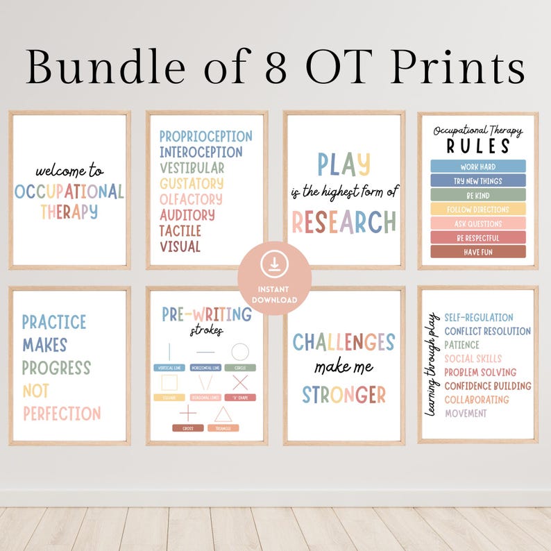 8 Occupational Therapy Posters, Occupational Therapy Room Decor ...