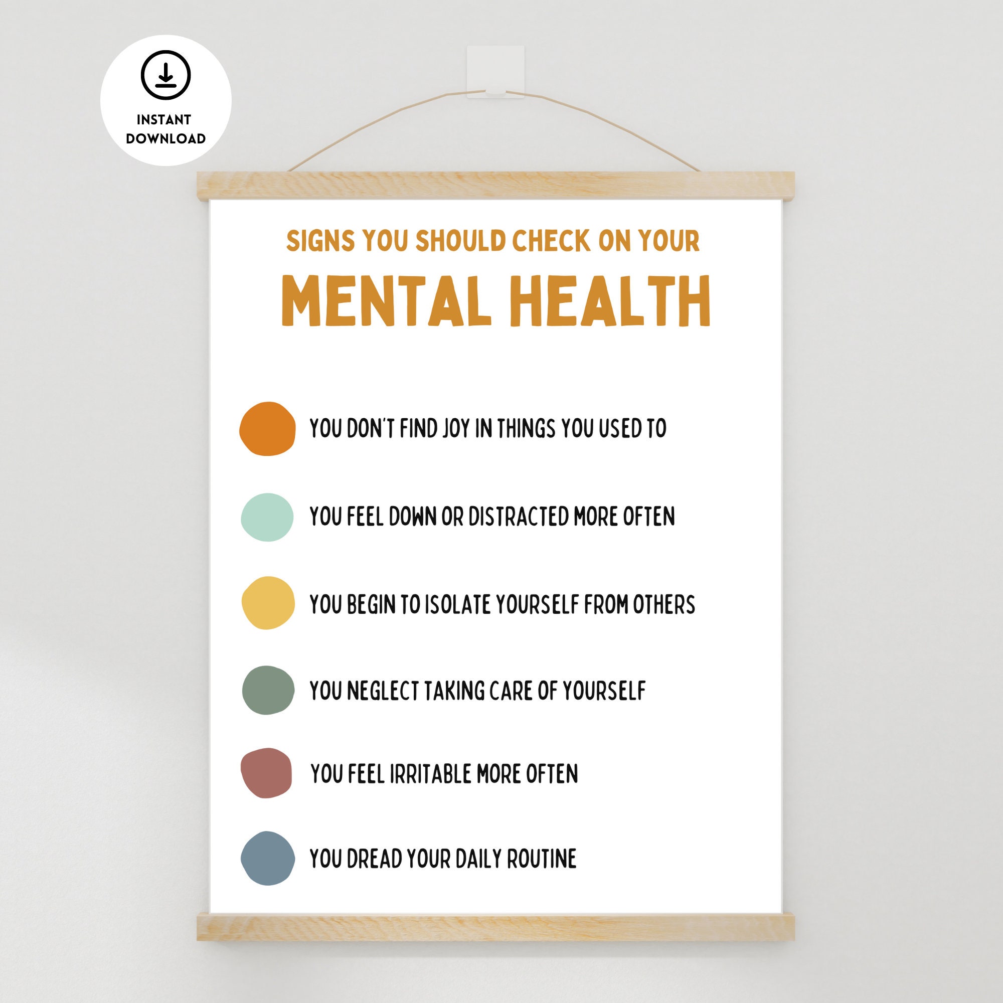 Mental Health Check in Poster, Mental Health Poster, Therapy Office ...