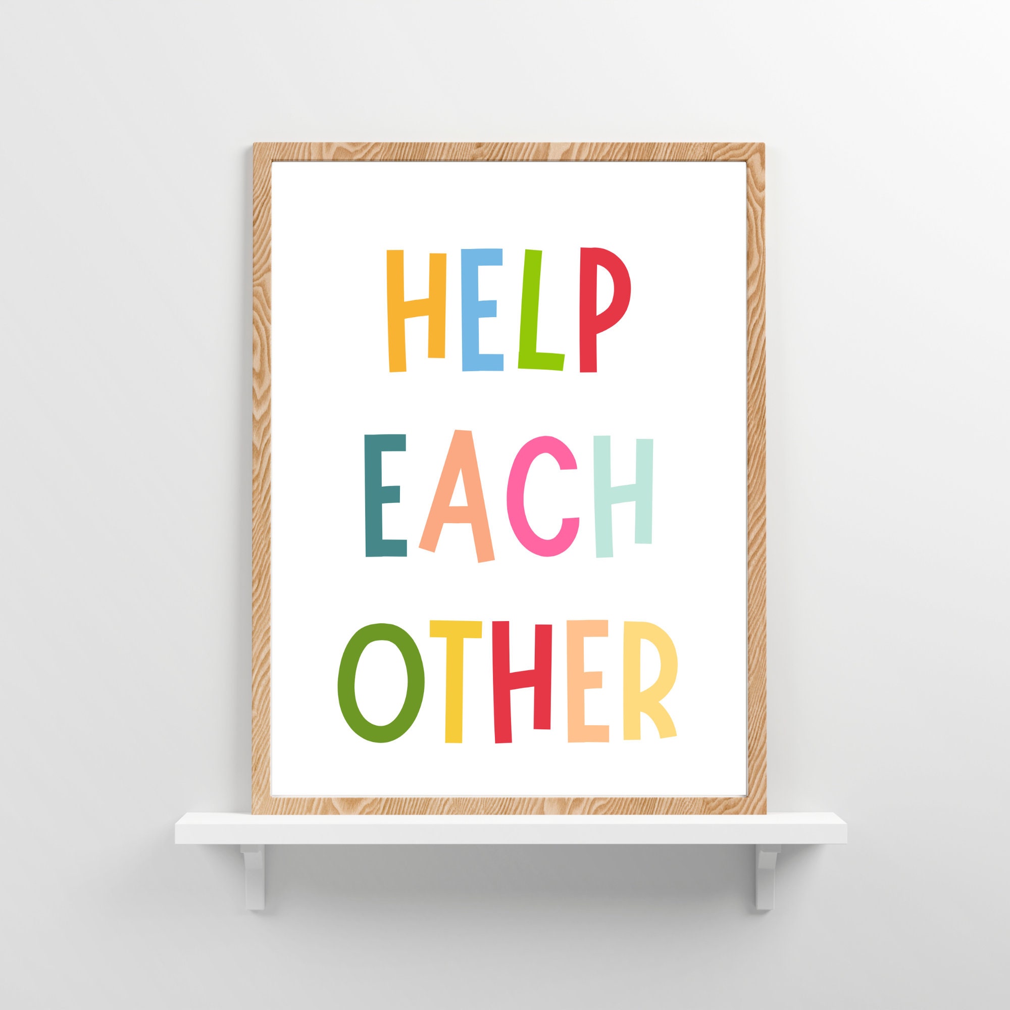 Help Each Other Poster Kid Printable Playroom Decor - Etsy