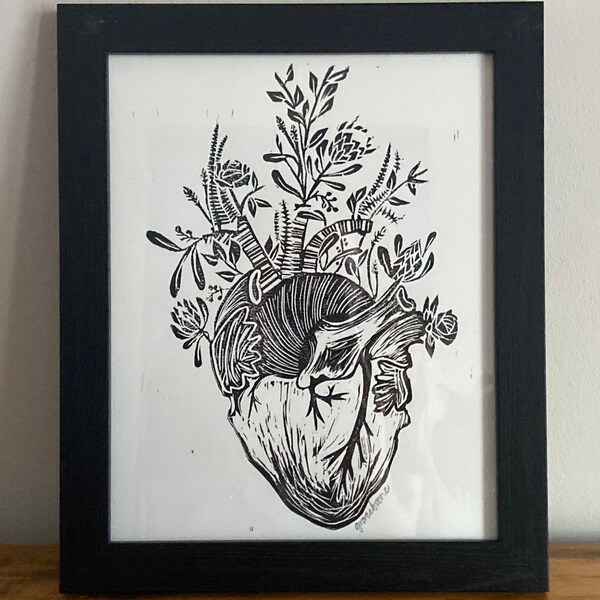 Heart Linocut - Etsy