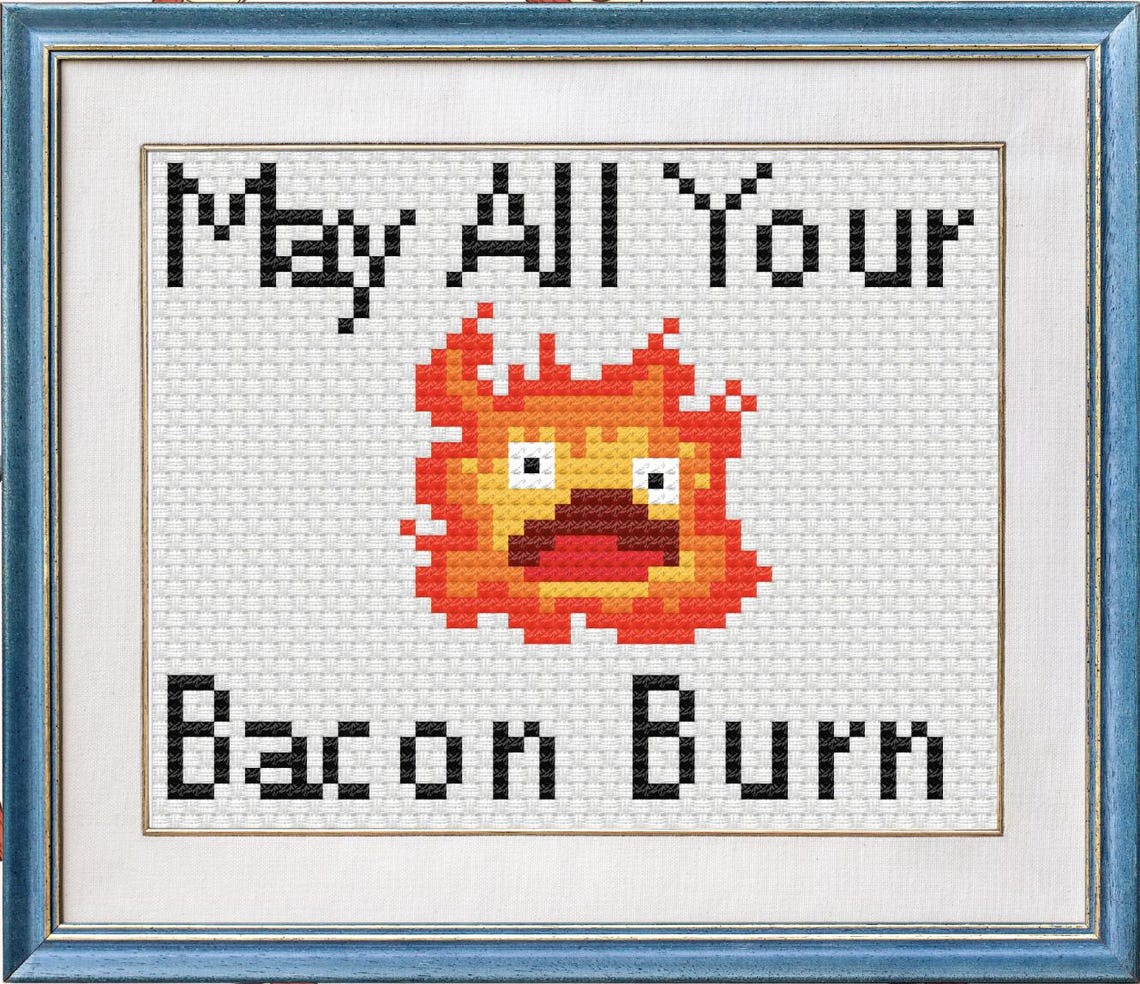 Calcifer Cross Stitch Pattern PDF – May All Your Bacon Burn, 52x41 ...