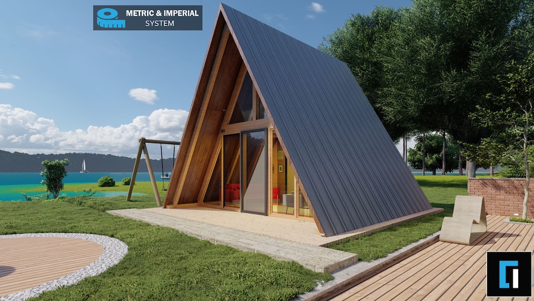 A-frame Cabin DIY Plans: 20x20 Modern Architectural Blueprint (PDF ...