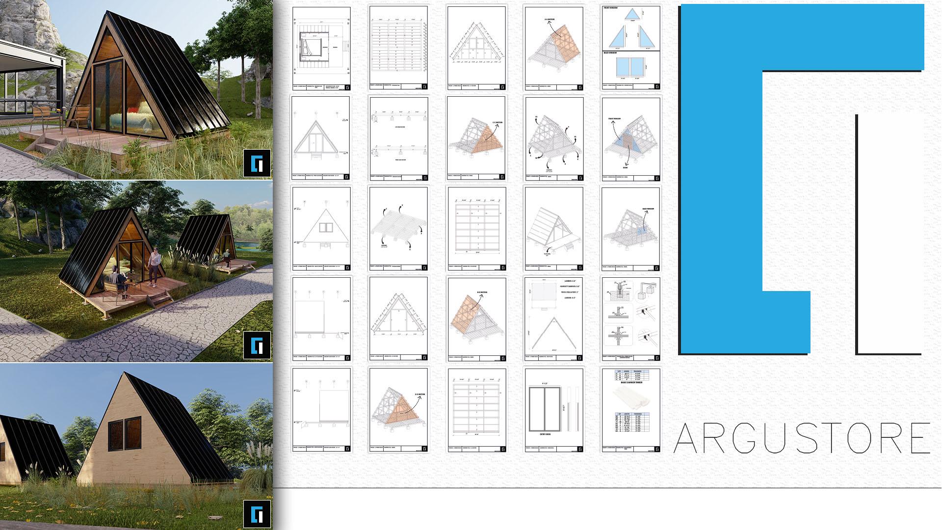 Small 15x15 Cabin House Plans: 150 SF Tiny Cottage (PDF Blueprint) - Etsy