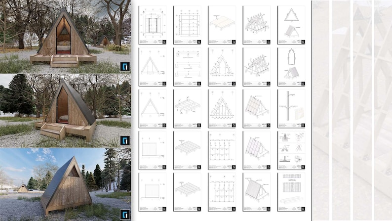 Cabin DIY Plans 9' X 9' A-frame Modern House Architectural Custom 80SF ...