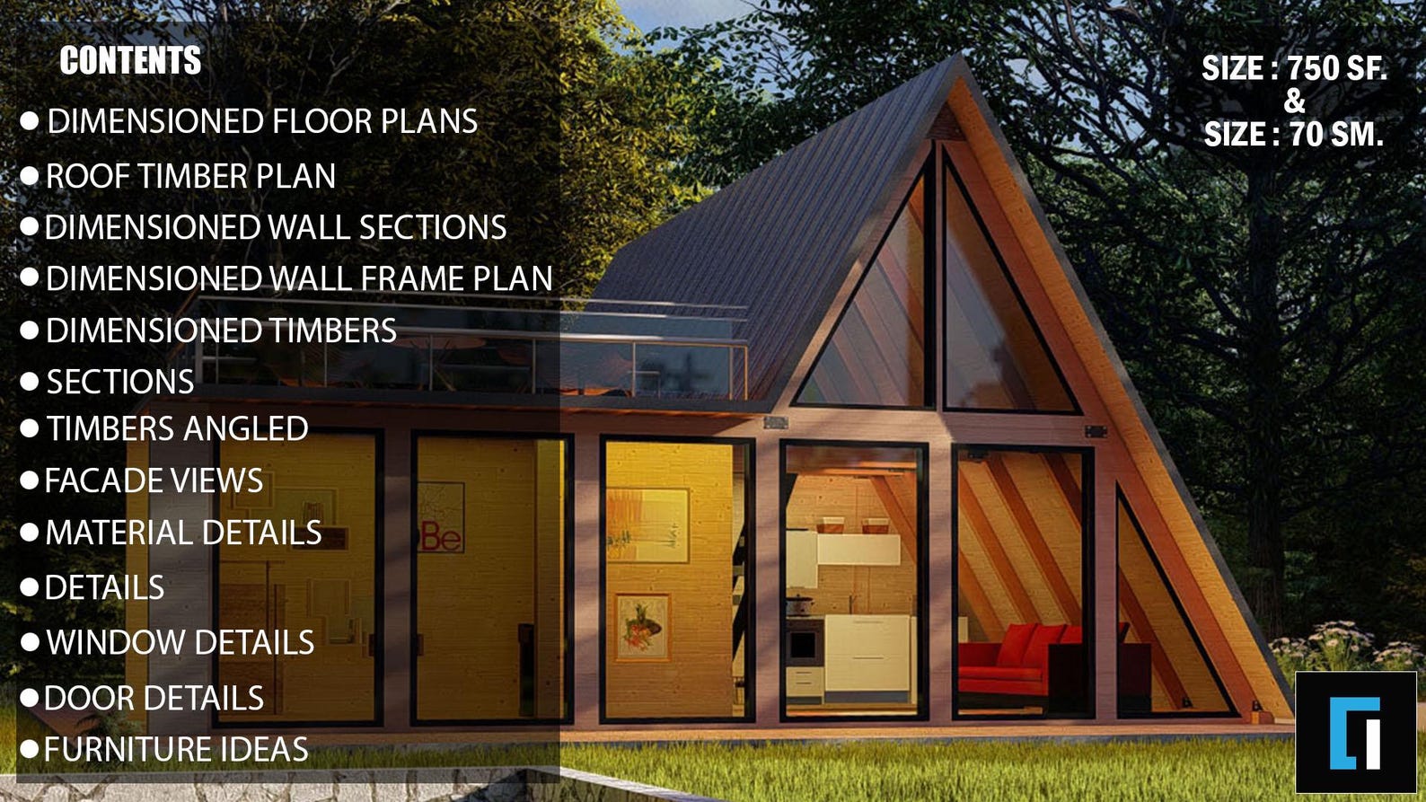 Tiny A-frame Cabin DIY Plans: 750SF Modern House Blueprint - Etsy
