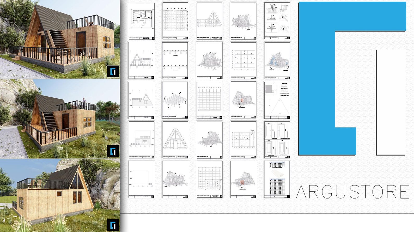 550SF A-frame Cabin DIY Plans Large Modern House Architectural Custom ...