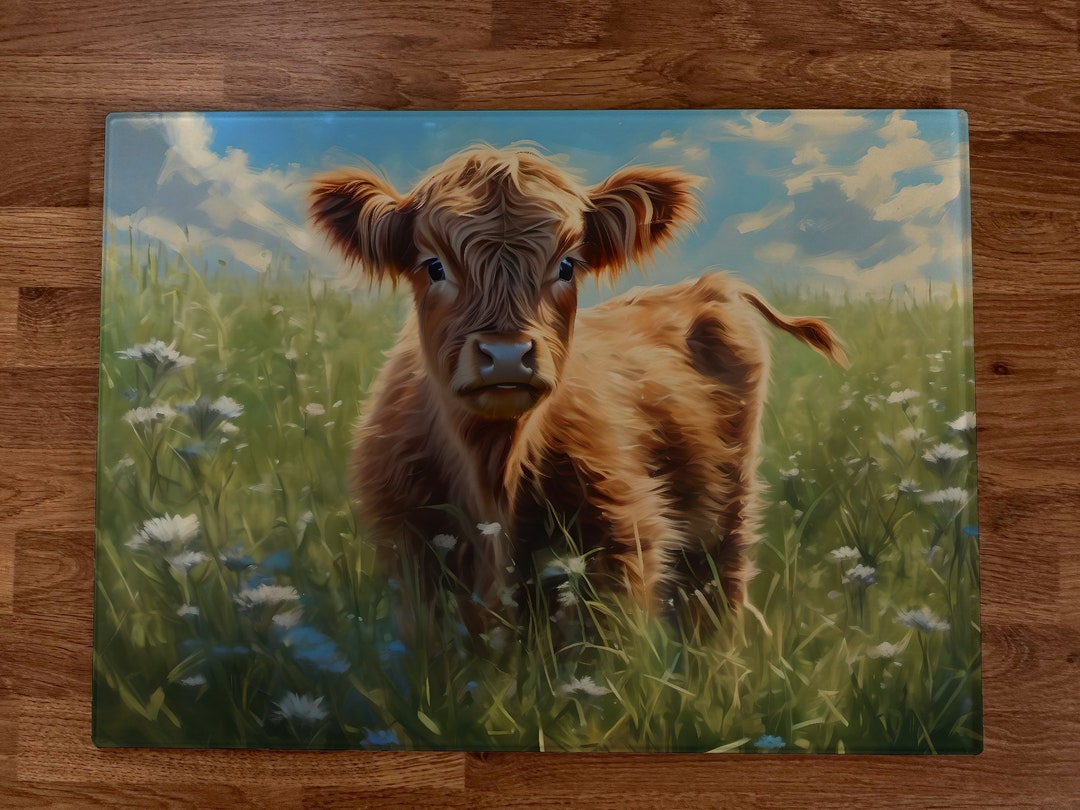 Highland Cow Calf Glass Worktop Saver With Free Delivery - Etsy UK