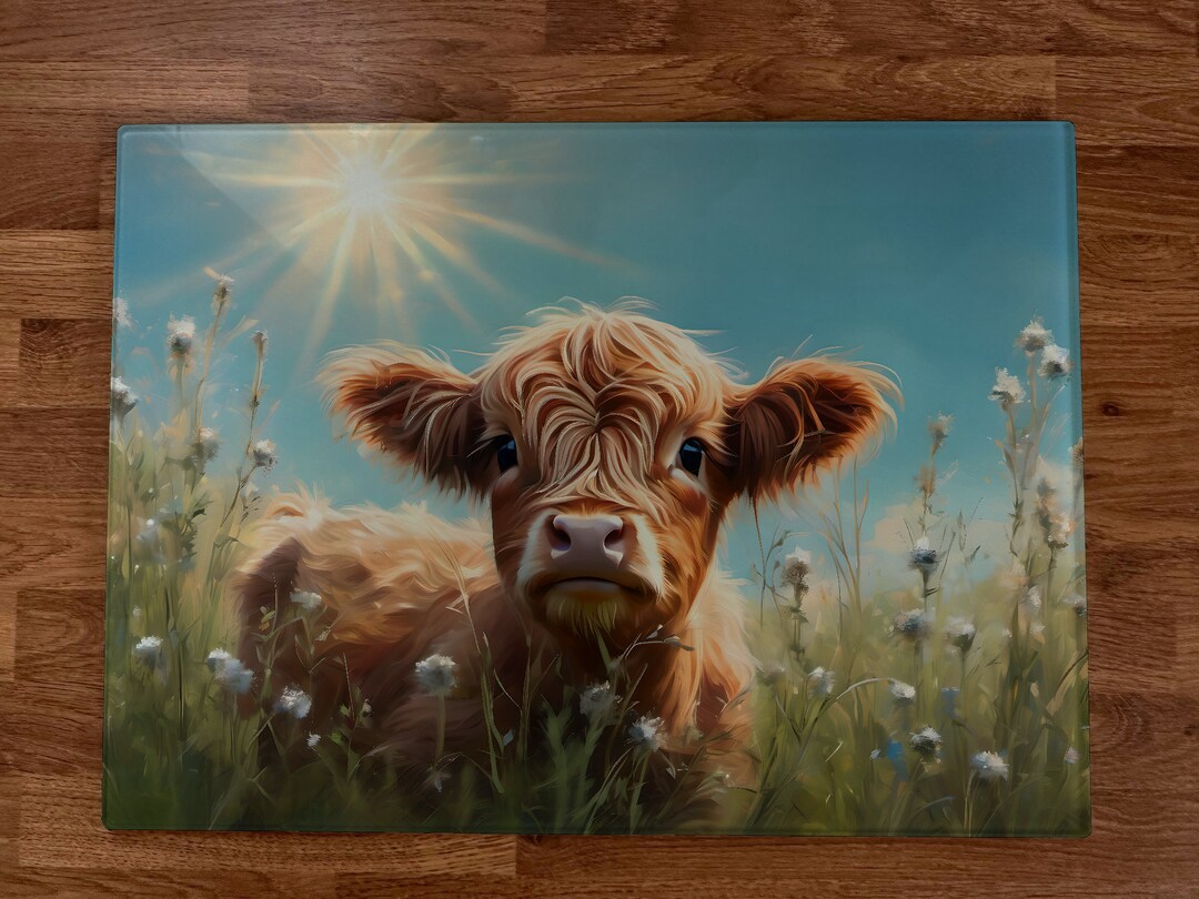 Highland Cow Calf Glass Worktop Saver With Free Delivery - Etsy