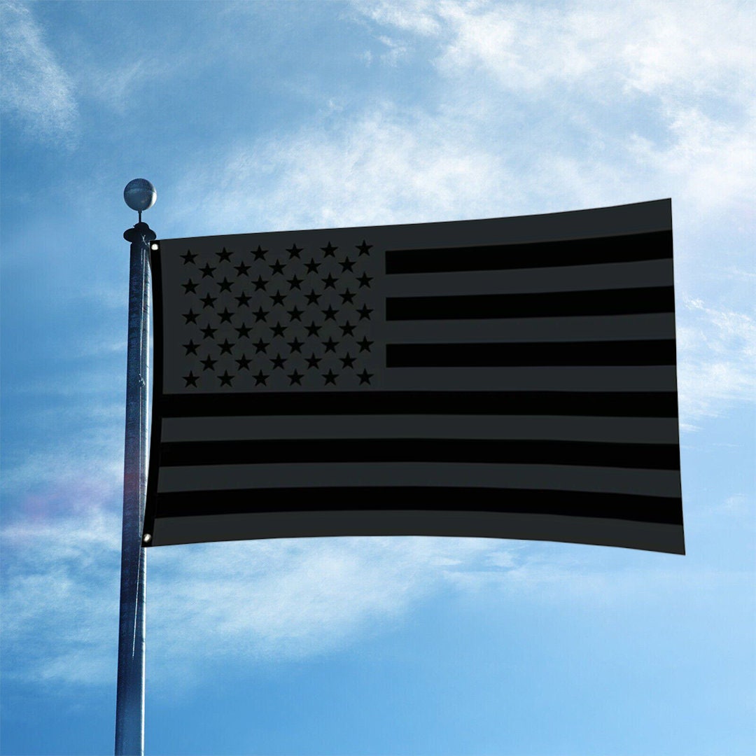 Flag Embroidered All Black American Flag 210D Quadruple Stitching Fly ...