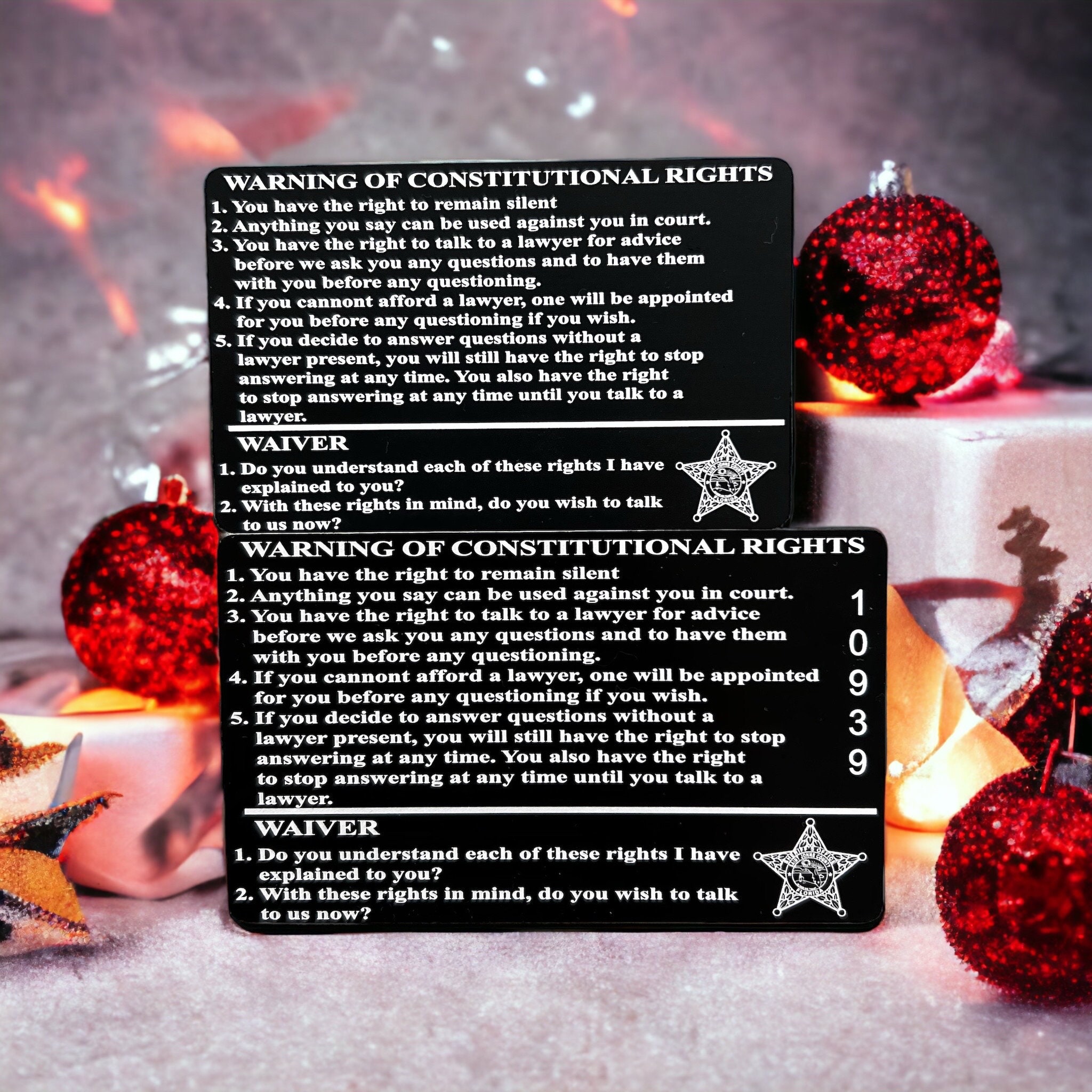 Large Metal Miranda Warning Card - Etsy