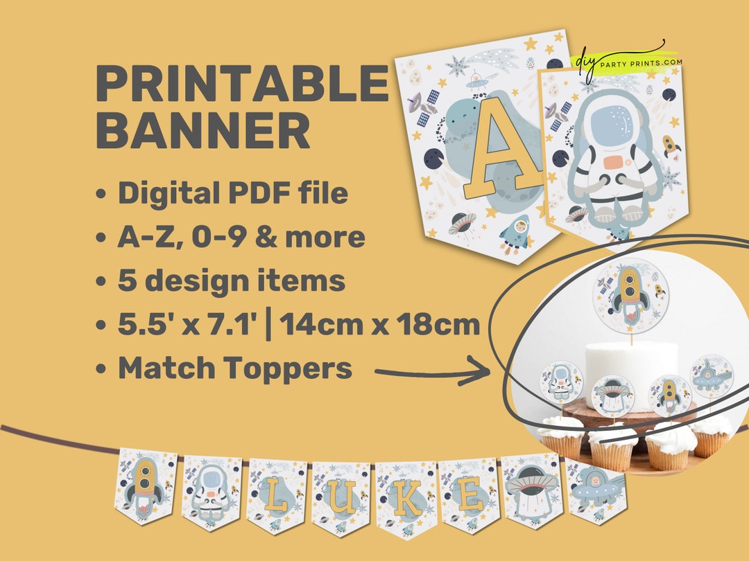 Printable Banner Digital Download Space Cosmos Astronaut - Etsy