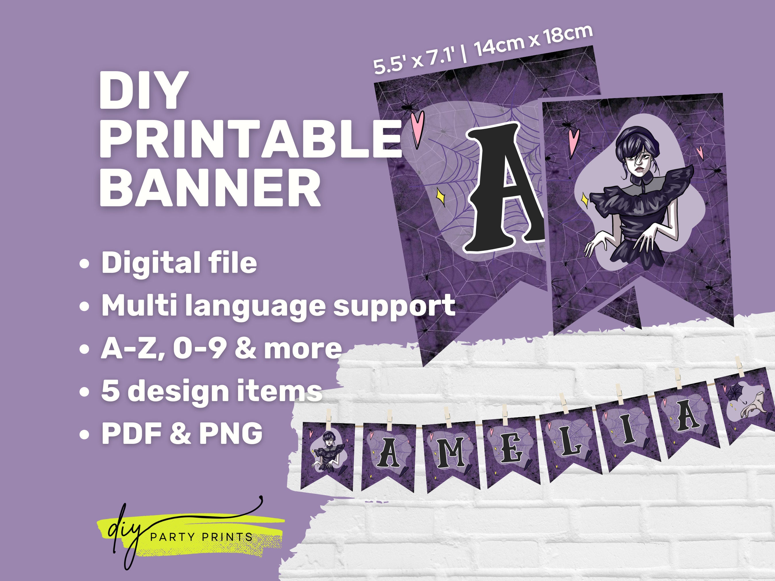 Digital Wednesday Addams Banner Birthday Party Party Decor - Etsy