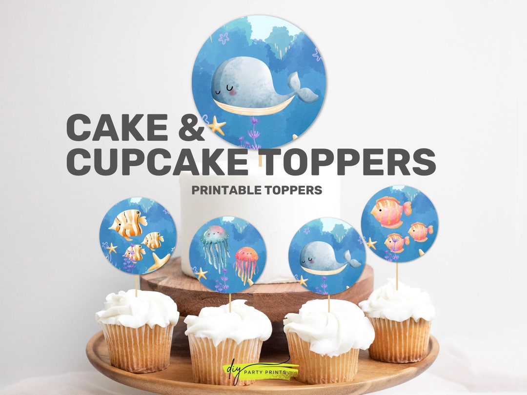 Printable Topper Digital Download Ocean Underwater Cupcake & Cake ...